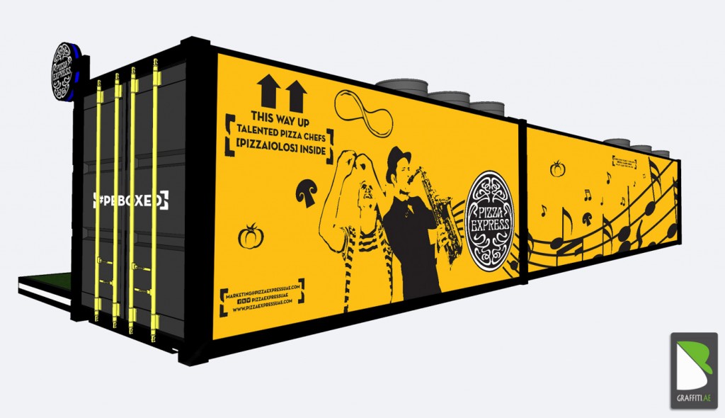 Pizza Express Container Street-Art – JBR Dubai | GRAFFITI .AE